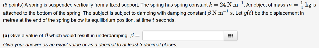 Solved A spring is suspended vertically from a fixed | Chegg.com