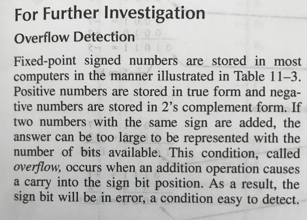 For Further Investigation Overflow Detection | Chegg.com