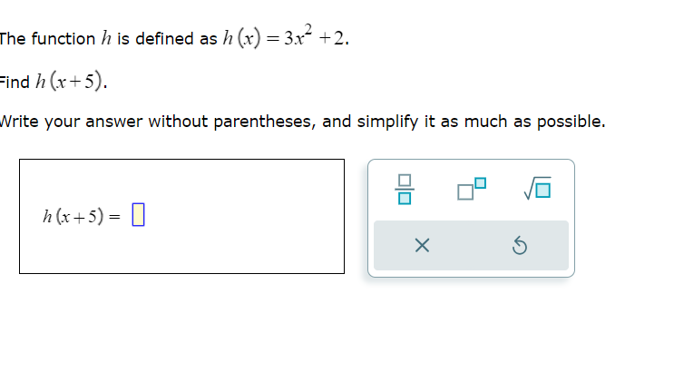 Solved The function h ﻿is defined as h(x)=3x2+2.Find | Chegg.com