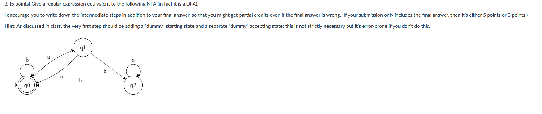 Solved 3. [5 ﻿points] ﻿Give a regular expression equivalent | Chegg.com