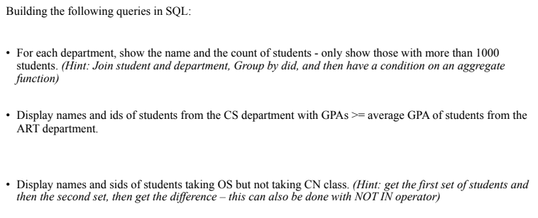 Solved Consider the following relational schema: Student: | Chegg.com
