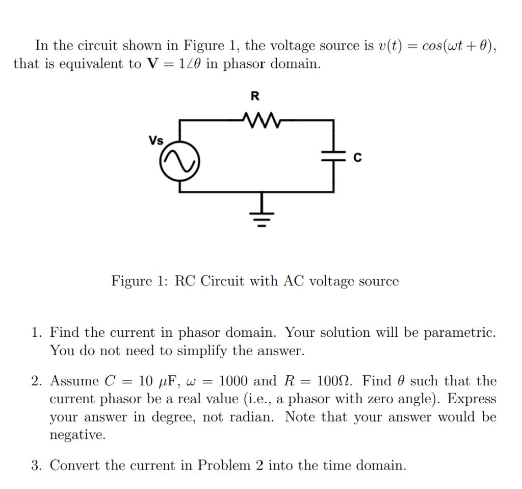 Solved cos(wt+0), In the circuit shown in Figure 1, the | Chegg.com