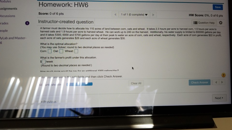 Solved Modules Homework: HW6 Save assignments Score: 0 of 6 | Chegg.com