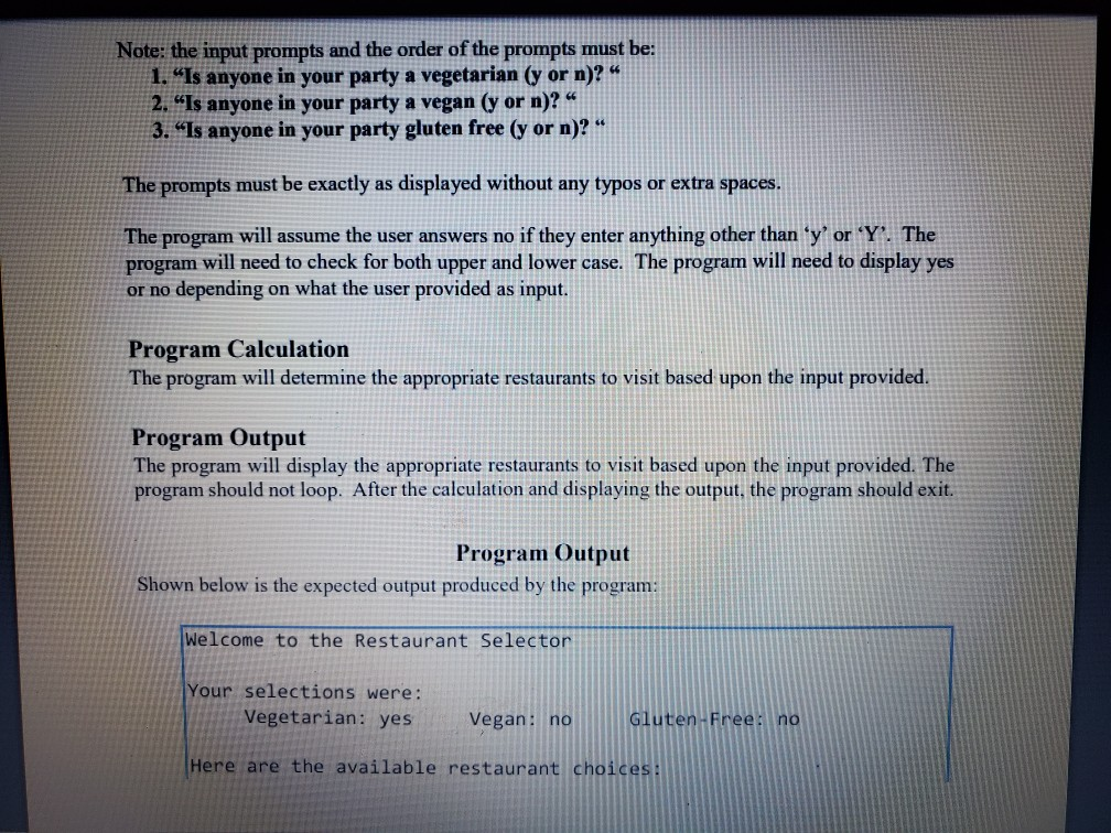 Solved Restaurant Selector You have a group of friends | Chegg.com