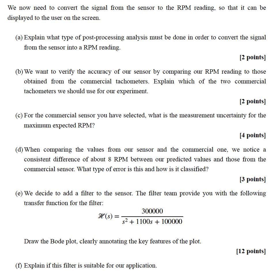 We now need to convert the signal from the sensor to | Chegg.com