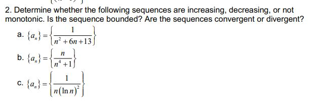 Solved 2. Determine whether the following sequences are | Chegg.com