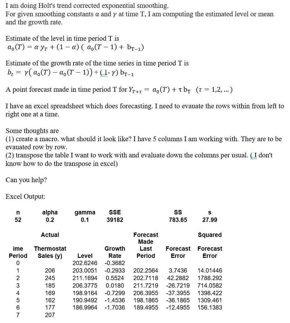 I am doing Holt's trend corrected exponential | Chegg.com