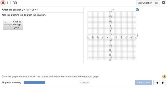 Solved Question Help * 1.1.39 Graph the equation y=-x2 + 2x | Chegg.com