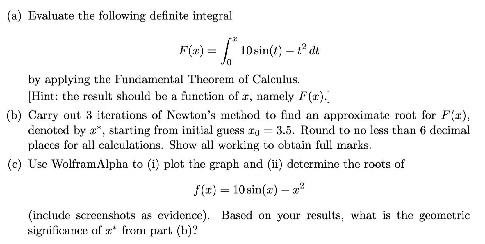 Solved (a) Evaluate the following definite integral F(x) = 1 | Chegg.com