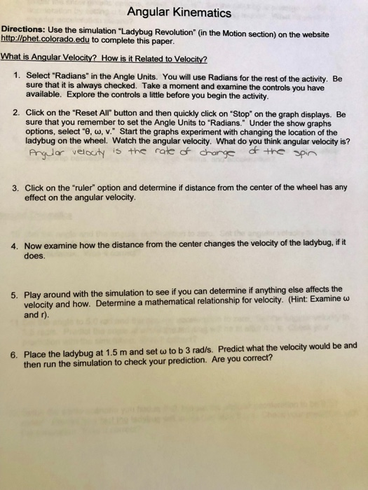 Solved Angular Kinematics Directions: Use the simulation | Chegg.com