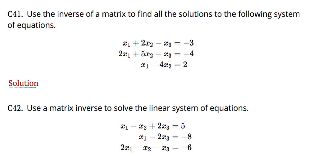 Solved C41. Use the inverse of a matrix to find all the | Chegg.com