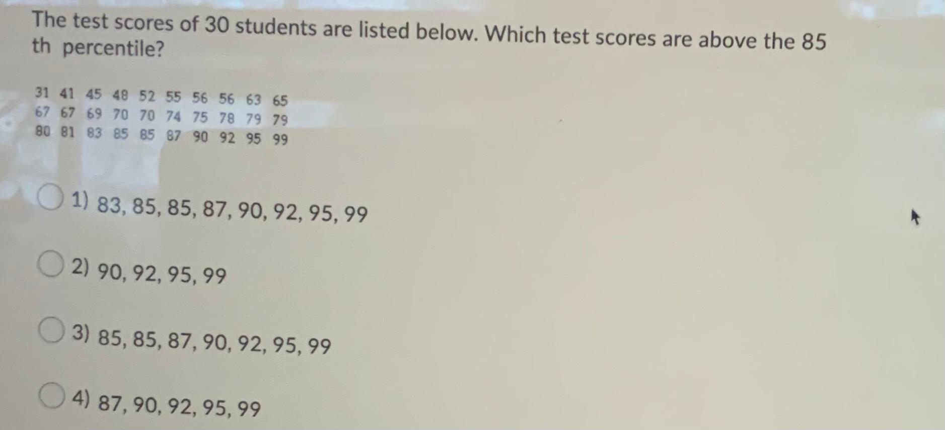 Solved The test scores of 30 students are listed below. | Chegg.com