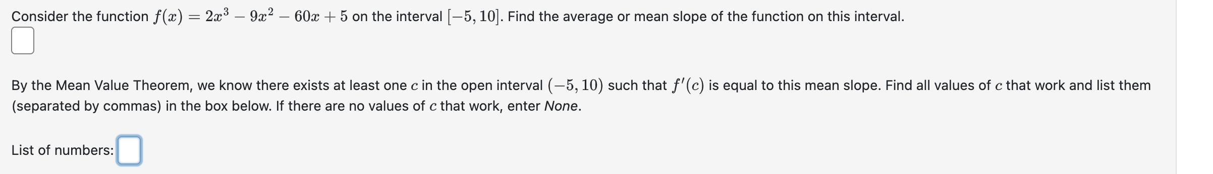 Solved Consider the function f(x)=2x3−9x2−60x+5 on the | Chegg.com