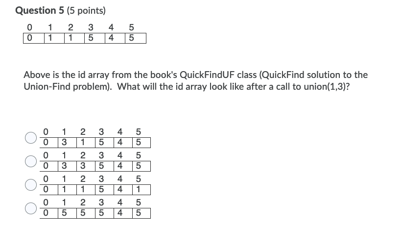 Solved Question 5 (5 points) 0 1 2 3 0 1 1 5 4 4 5 5 Above | Chegg.com