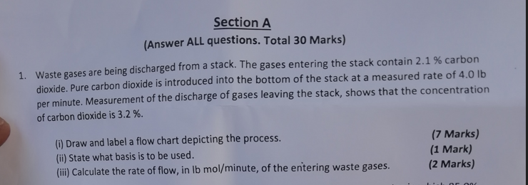 Solved (Answer ALL questions. Total 30 Marks) 1. Waste gases | Chegg.com