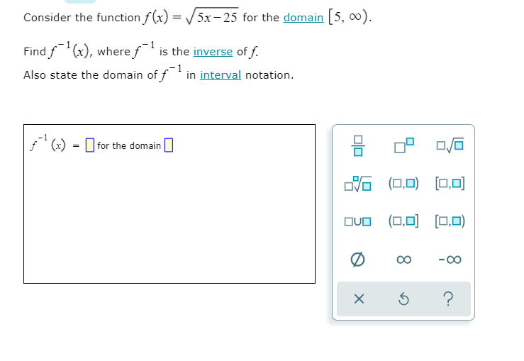 Solved Consider The Function F X 5x 25 For The Domain