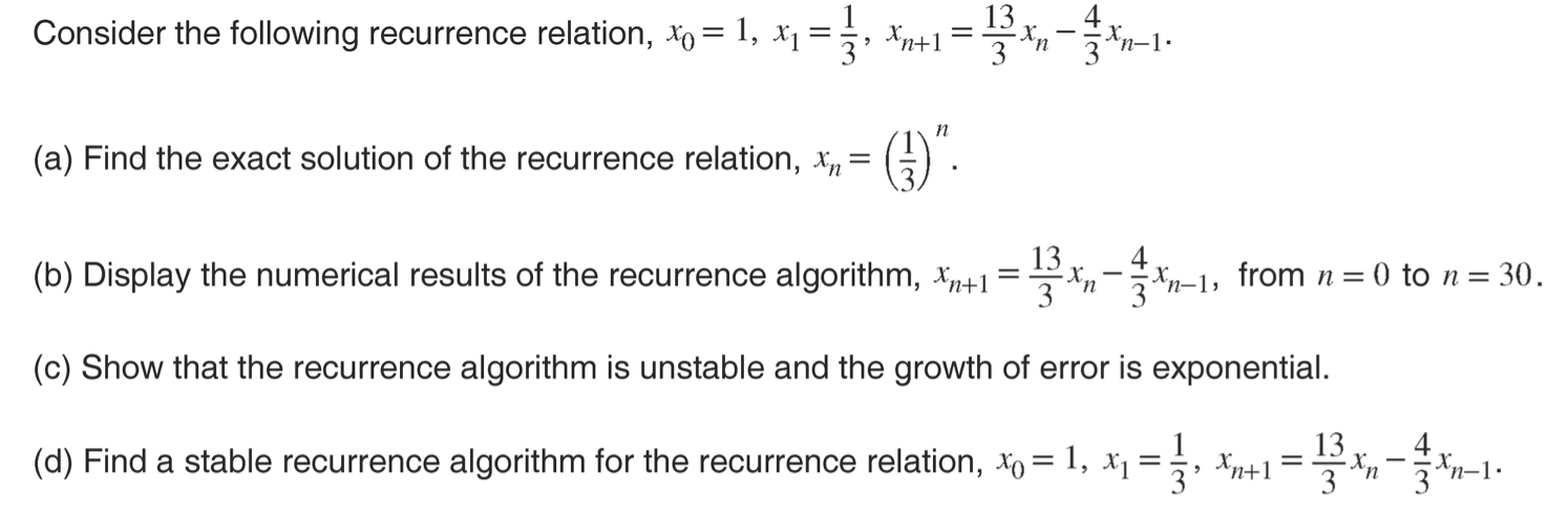Consider the following recurrence relation, to = 1, | Chegg.com