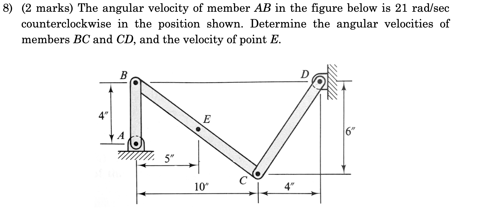 Solved 3) (2 marks) The angular velocity of member AB in the | Chegg.com