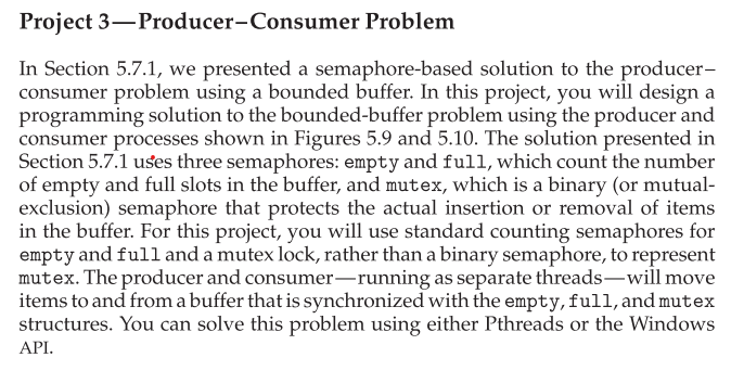 Project 3— Producer-Consumer Problem In Section | Chegg.com