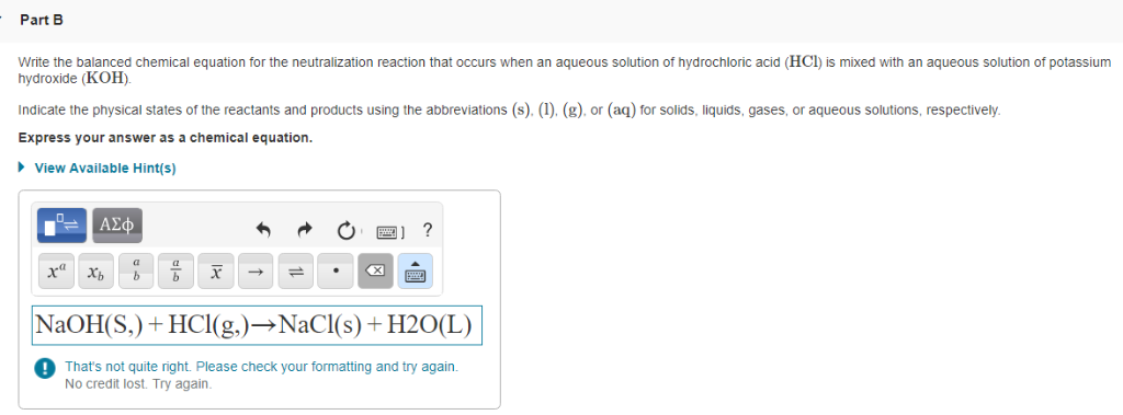 Solved Part B Write the balanced chemical equation for the | Chegg.com Solved Part B Write the balanced chemical equation for the | Chegg.com