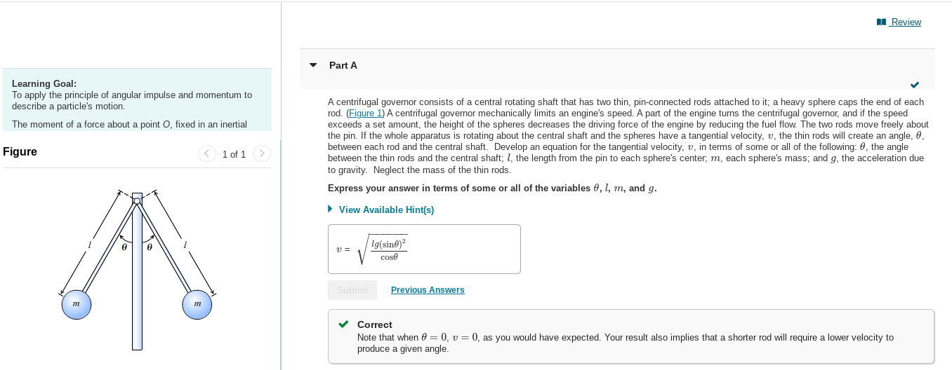 Solved Learning Goal: To apply the principle of angular | Chegg.com