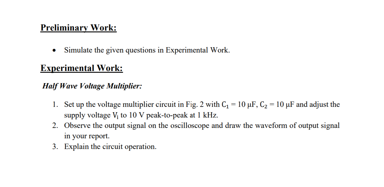 Solved Experiment 5: Half Wave Voltage Multiplier In voltage | Chegg.com