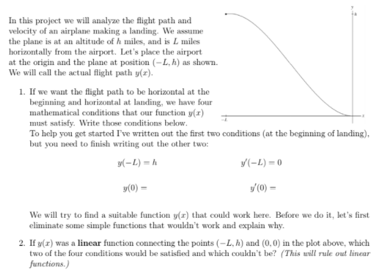 Solved In this project we will analyze the flight path and | Chegg.com