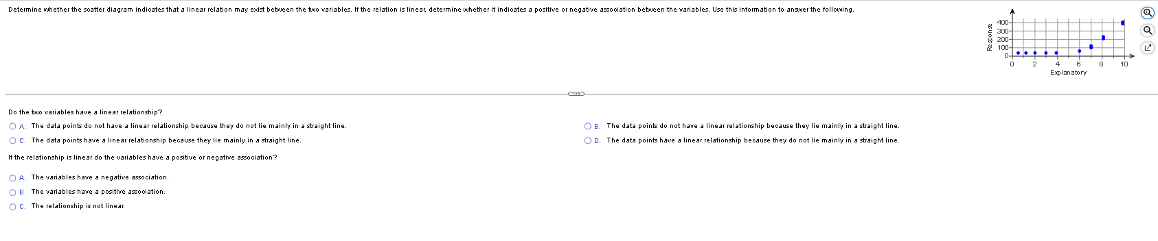 Do the two variables have a linear relationship? A. | Chegg.com