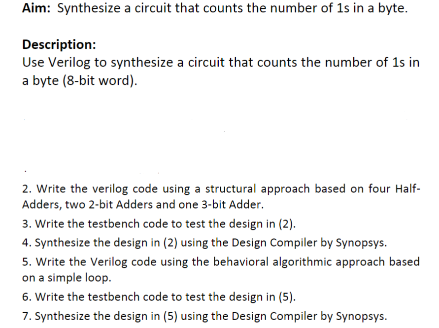 Aim: Synthesize a circuit that counts the number of | Chegg.com