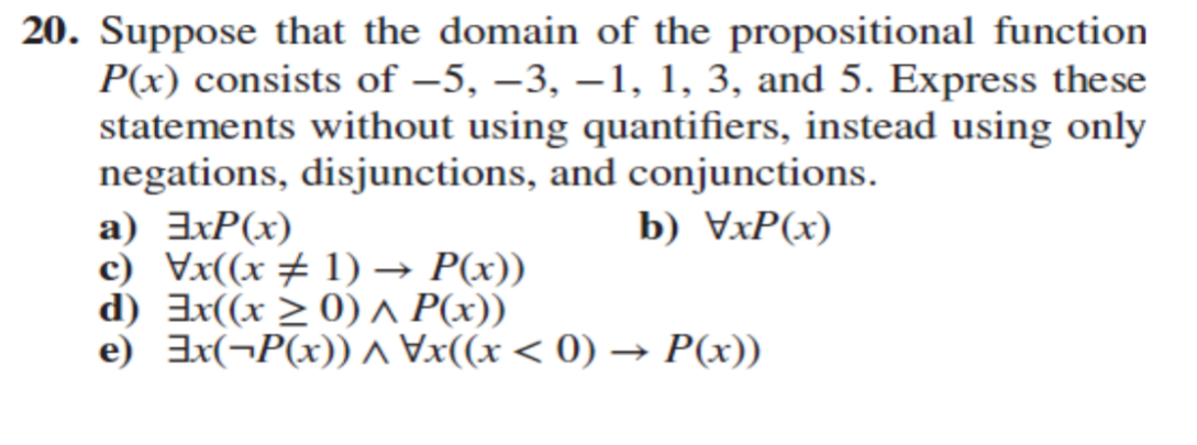 Solved 20. Suppose that the domain of the propositional | Chegg.com