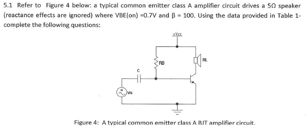 Solved 5.1 Refer to Figure 4 below: a typical common emitter | Chegg.com