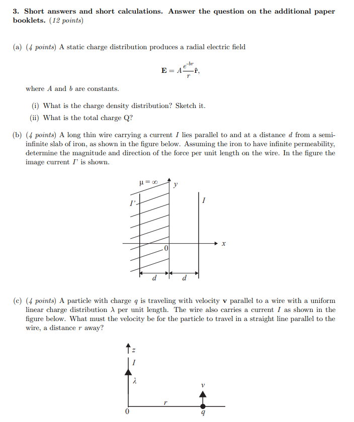 Solved 3. Short answers and short calculations. Answer the | Chegg.com