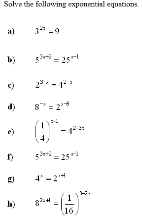 Solved Solve the following exponential equations. a) 32* = 9 | Chegg.com