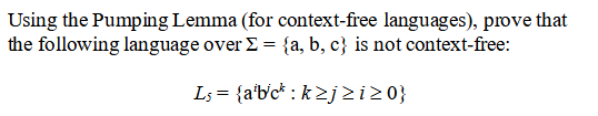 Solved Using the Pumping Lemma (for context-free languages), | Chegg.com