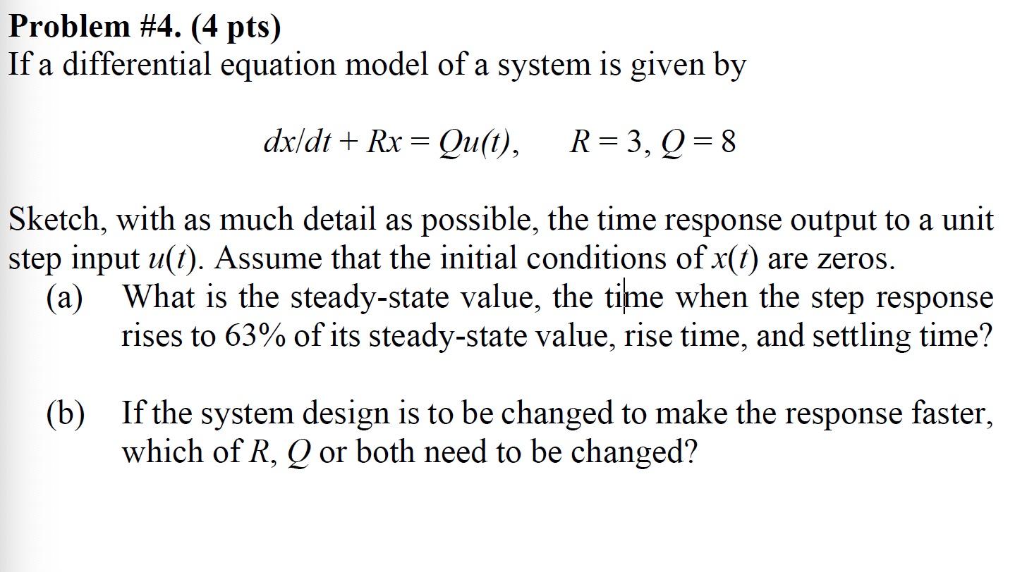 Solved Problem #4. (4 pts) If a differential equation model | Chegg.com