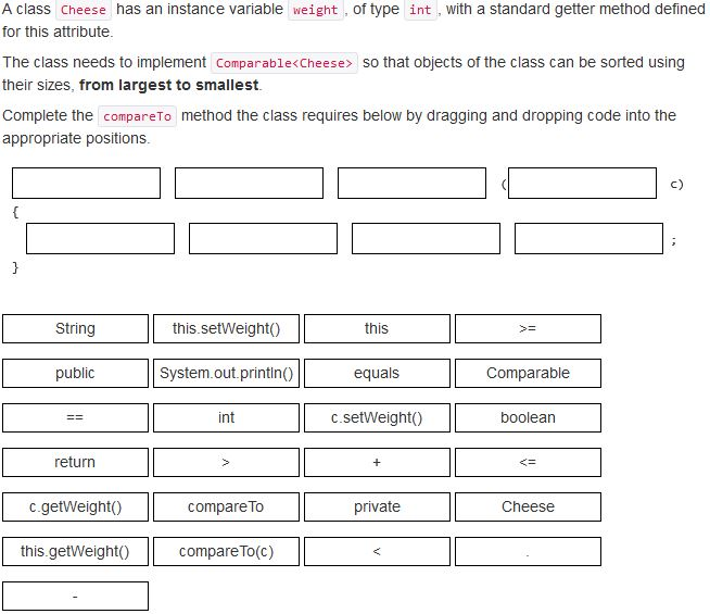 Solved Class Cheese Instance Variable Weight Type Int Standard Getter Method Defined