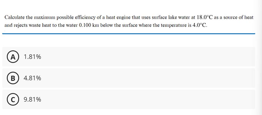Solved Calculate the maximum possible efficiency of ﻿a heat | Chegg.com