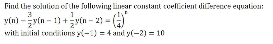 Solved Find the solution of the following linear constant | Chegg.com