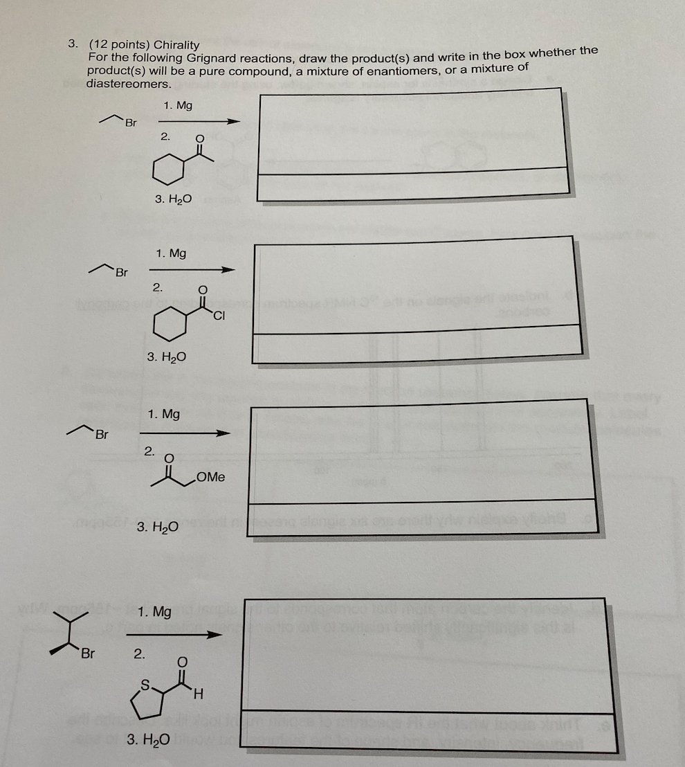 Solved 3. (12 points) Chirality For the following Grignard | Chegg.com
