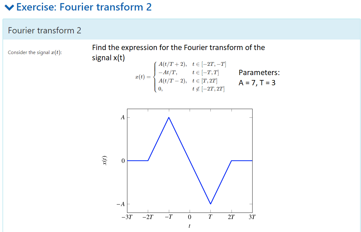Solved Fourier transform 2 Consider the signal x(t) : Find | Chegg.com
