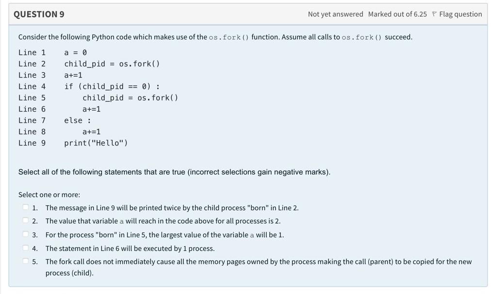 Solved QUESTION 9 Not yet answered Marked out of 6.25 Flag | Chegg.com