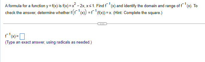 Solved A formula for a function y=f(x) is f(x)=x2−2x,x≤1. | Chegg.com