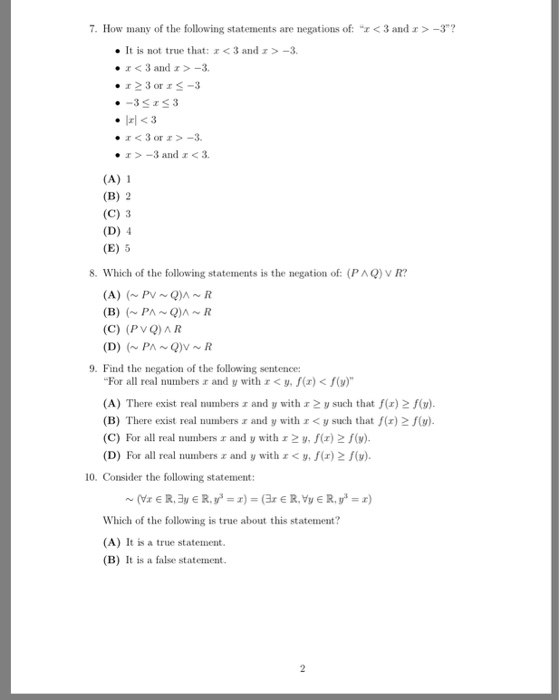 Solved I. Consider the following statement : ~ (P^Q) =~ Pv ~ | Chegg.com