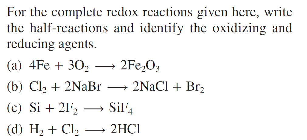 Solved For the complete redox reactions given here, write | Chegg.com