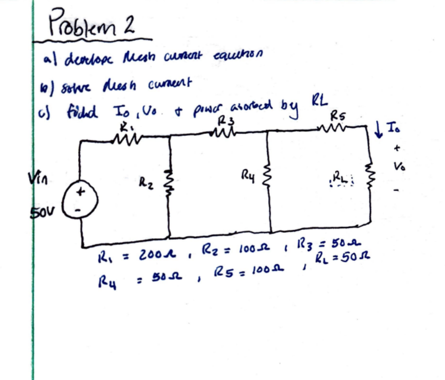 Solved Use mesh analysis to find Vo and Io and the power | Chegg.com