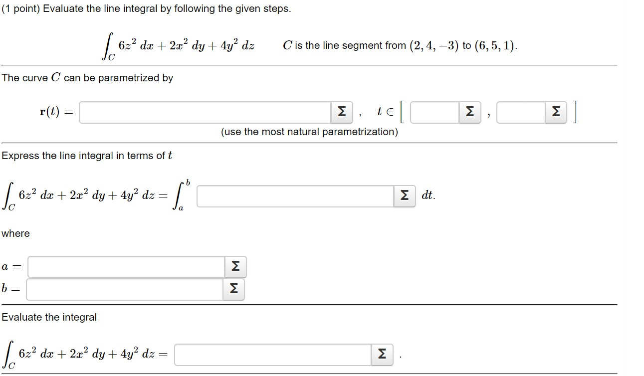 Solved (1 point) Evaluate the line integral by following the | Chegg.com