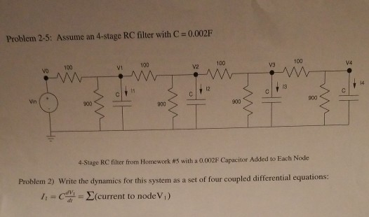 Solved Problem 2-5: Assume an 4-stage RC filter with C | Chegg.com