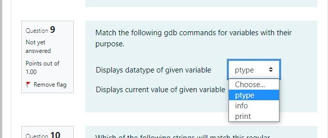 Solved Match The Following Gdb Commands For Variables With
