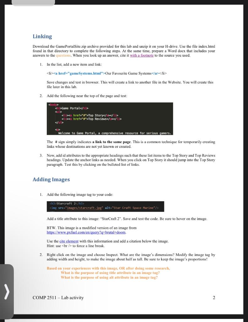 Solved Download the GamePortalSite.zip archive provided for | Chegg.com