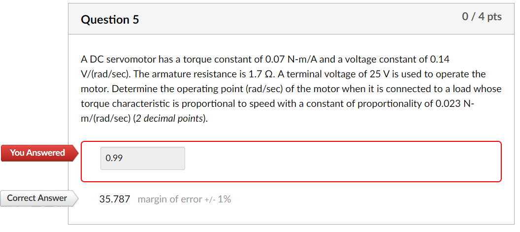 Solved A DC servomotor has a torque constant of 0.07 N−m/A | Chegg.com